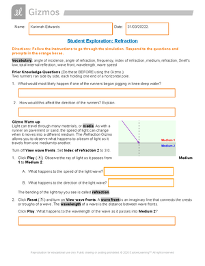 Copy of Basic Prism SE - Name: karimah Edwards Date: 15/03/ Student Exploration: Basic Prism ...