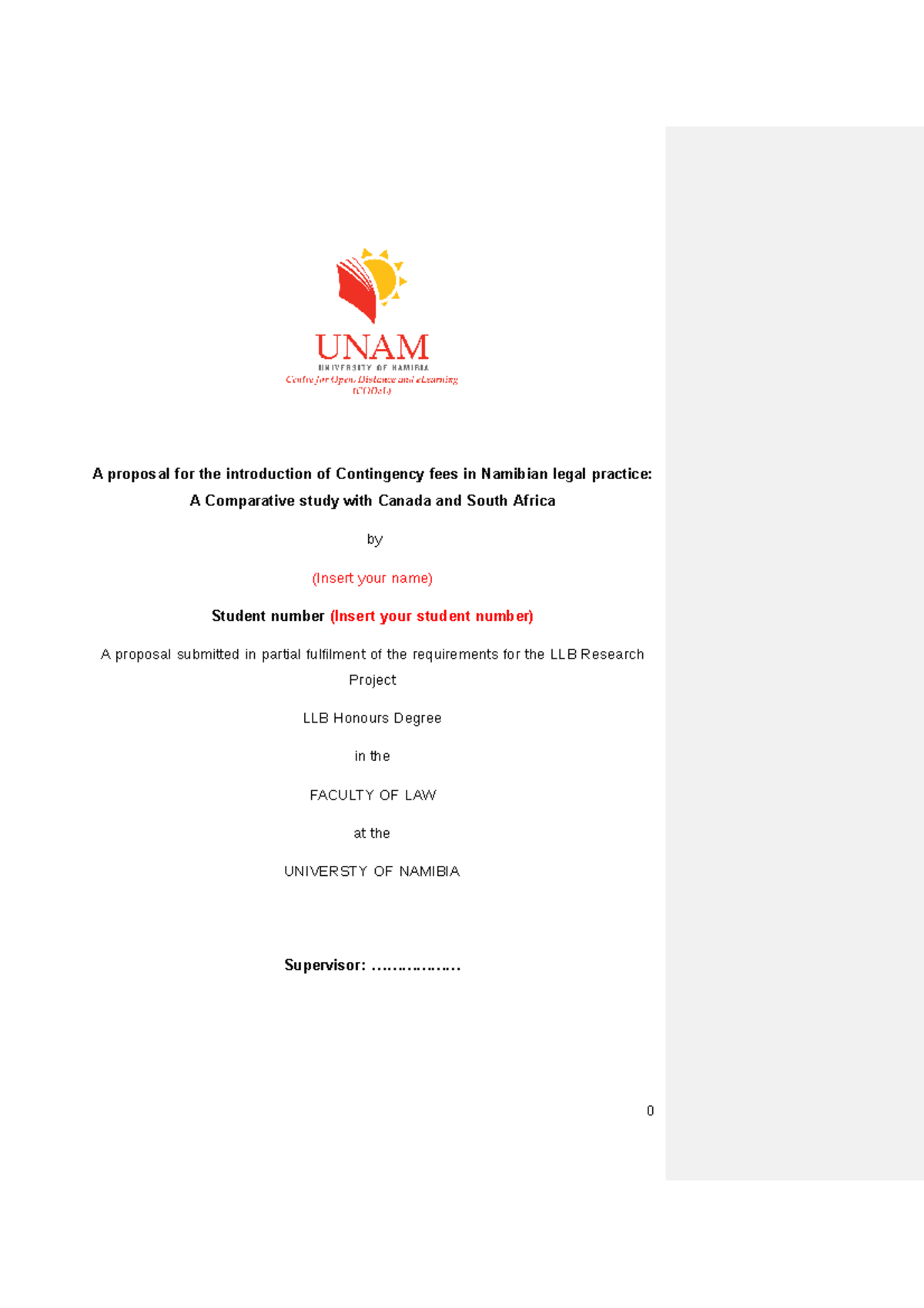 Sample LLB Research proposal 2021 - 0 A proposal for the introduction ...