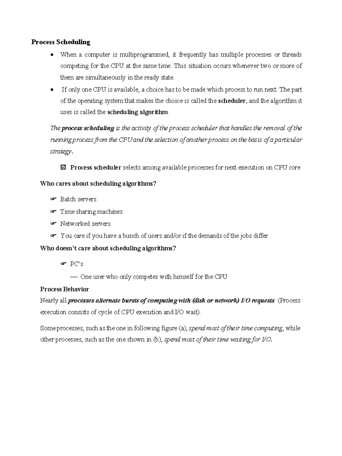 Process Scheduling Process Scheduling When A Computer Is Multiprogrammed It Frequently Has