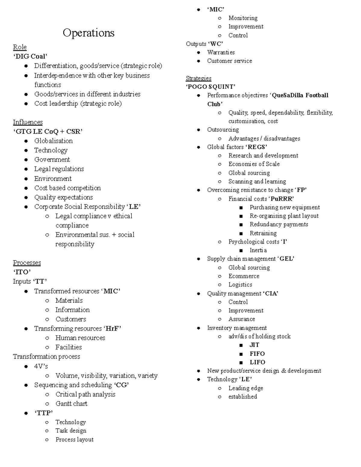 Operations Acronyms Summary - Operations Role ‘DIG Coal ...