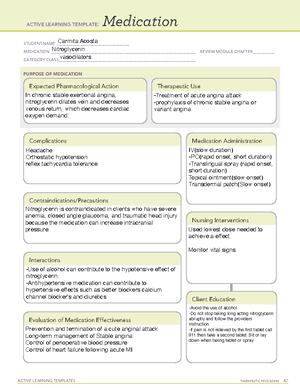 Metronidazole Medication Worksheet - ACTIVE LEARNING TEMPLATES ...