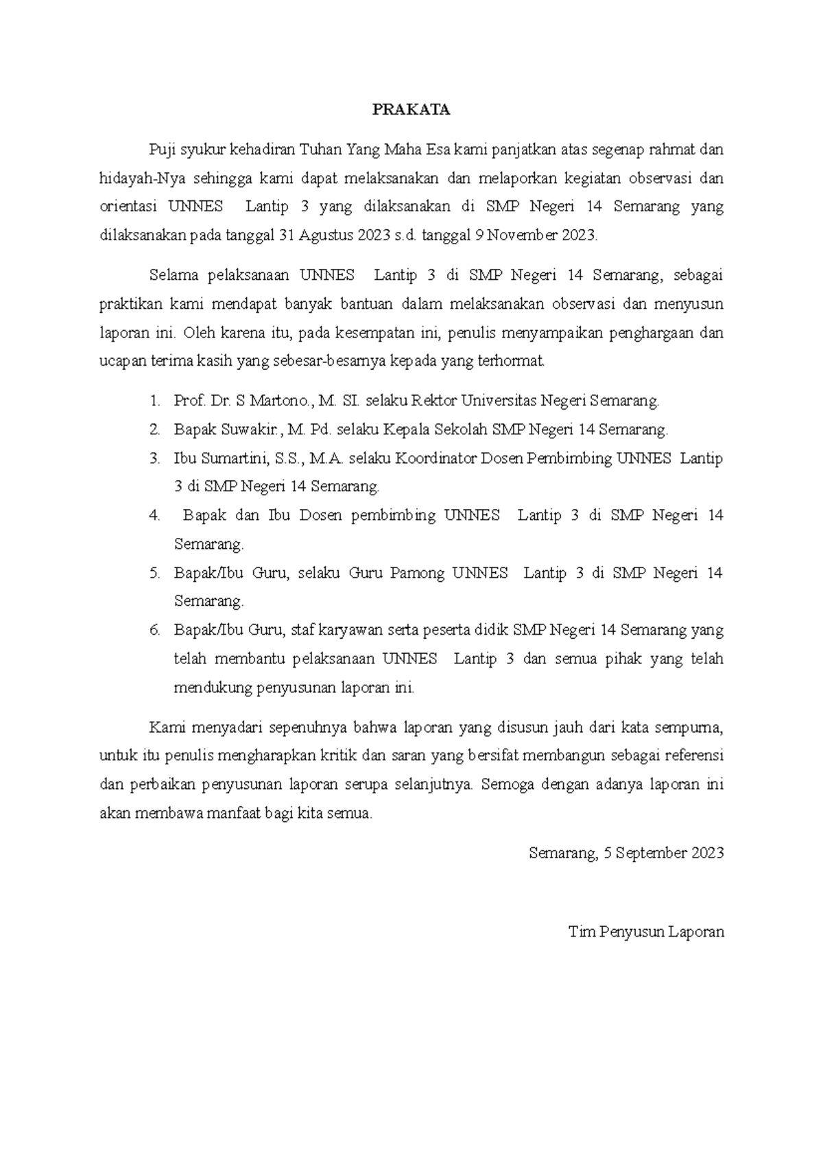 Prakata, kondisi fisik, refleksi - PRAKATA Puji syukur kehadiran Tuhan ...