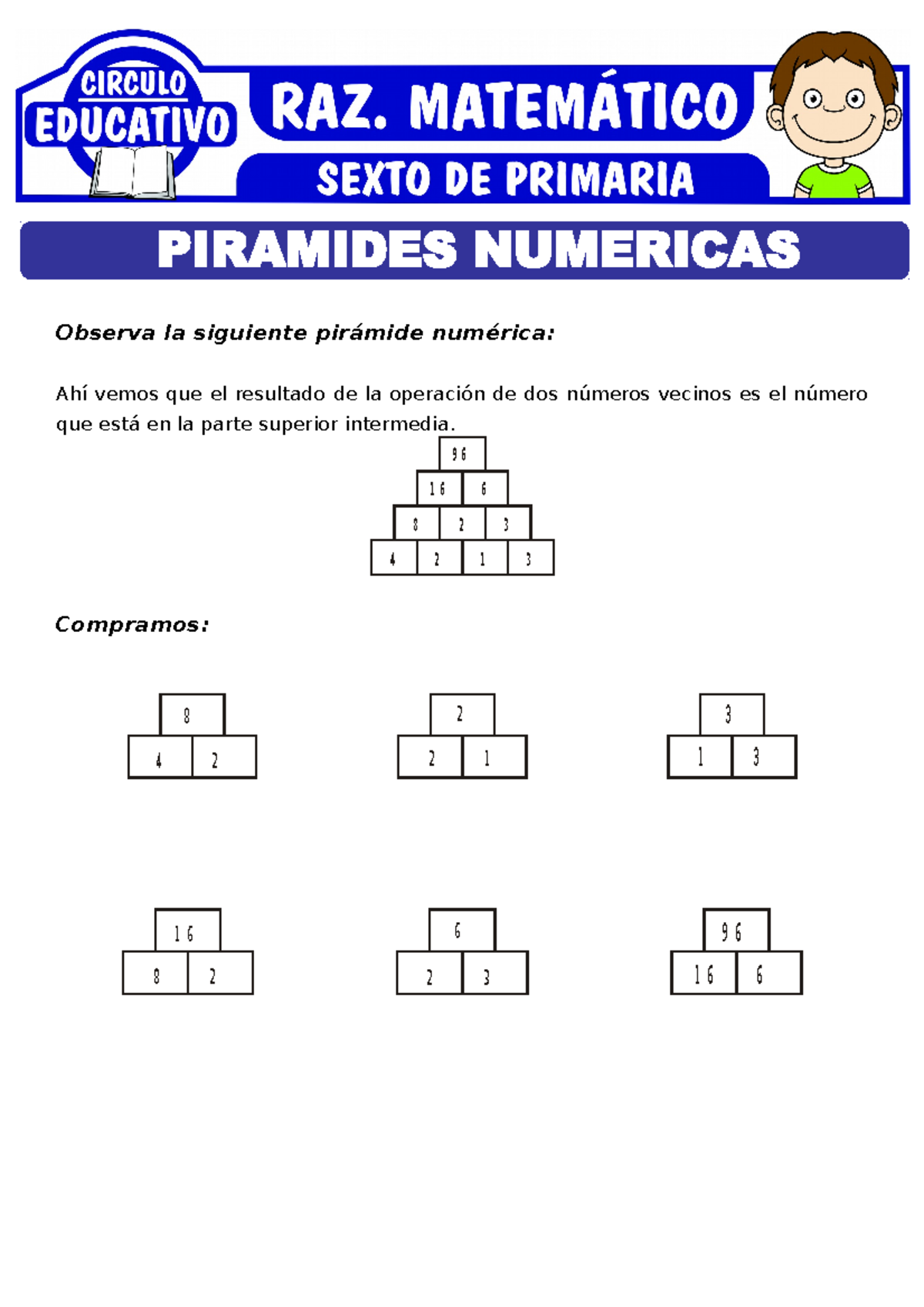 Actividades de Piramides Numericas para Sexto de Primaria - Observa la ...