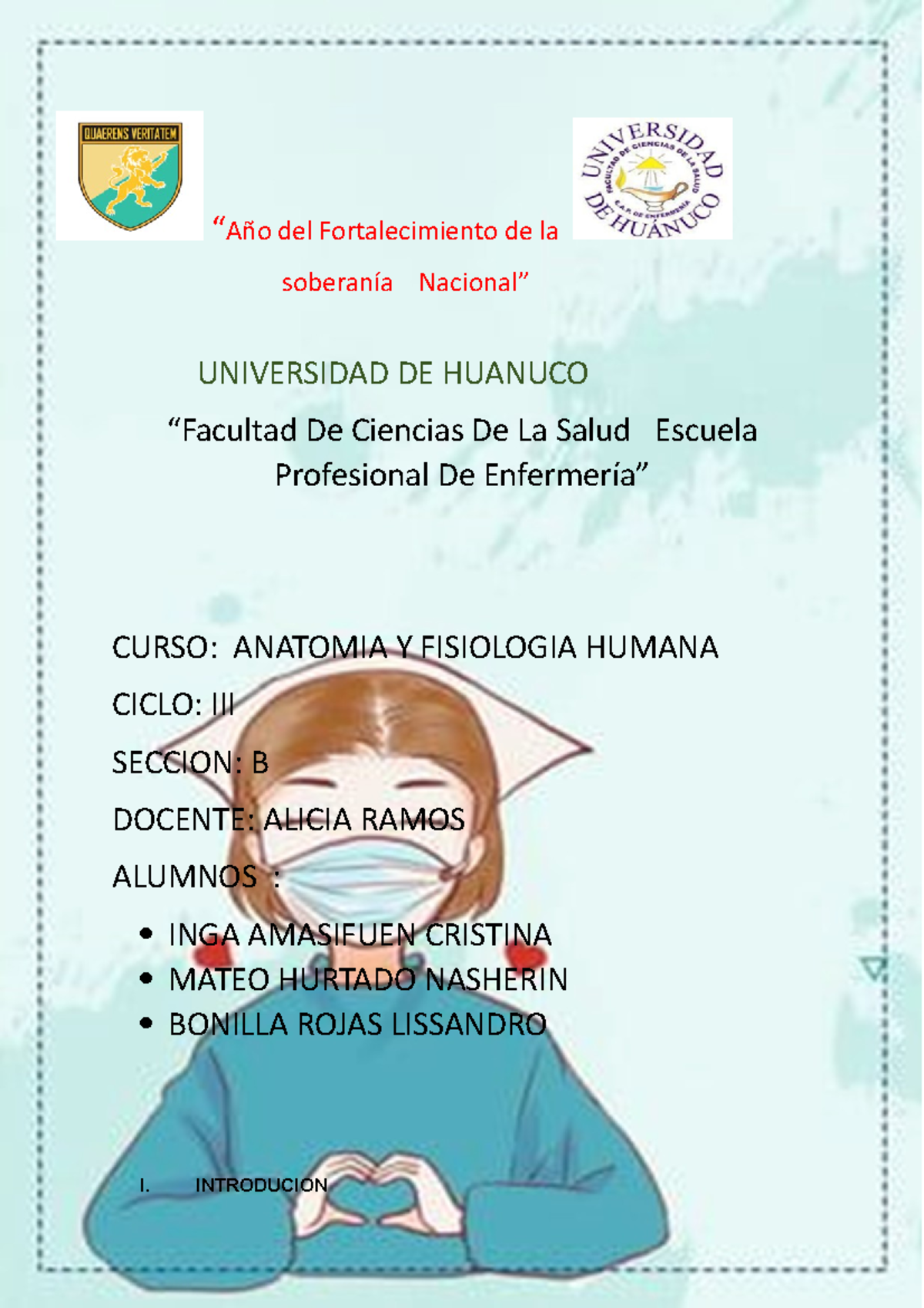 Anatomía musculo - “Año del Fortalecimiento de la soberanía Nacional ...