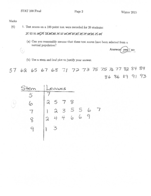 STAT100 Formula Sheet - Inferential Statistics Parameter to be ...
