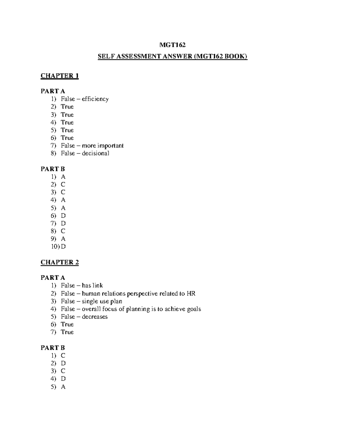 Answer C1-C5 (MGT162 BOOK) - MGT SELF ASSESSMENT ANSWER (MGT162 BOOK ...