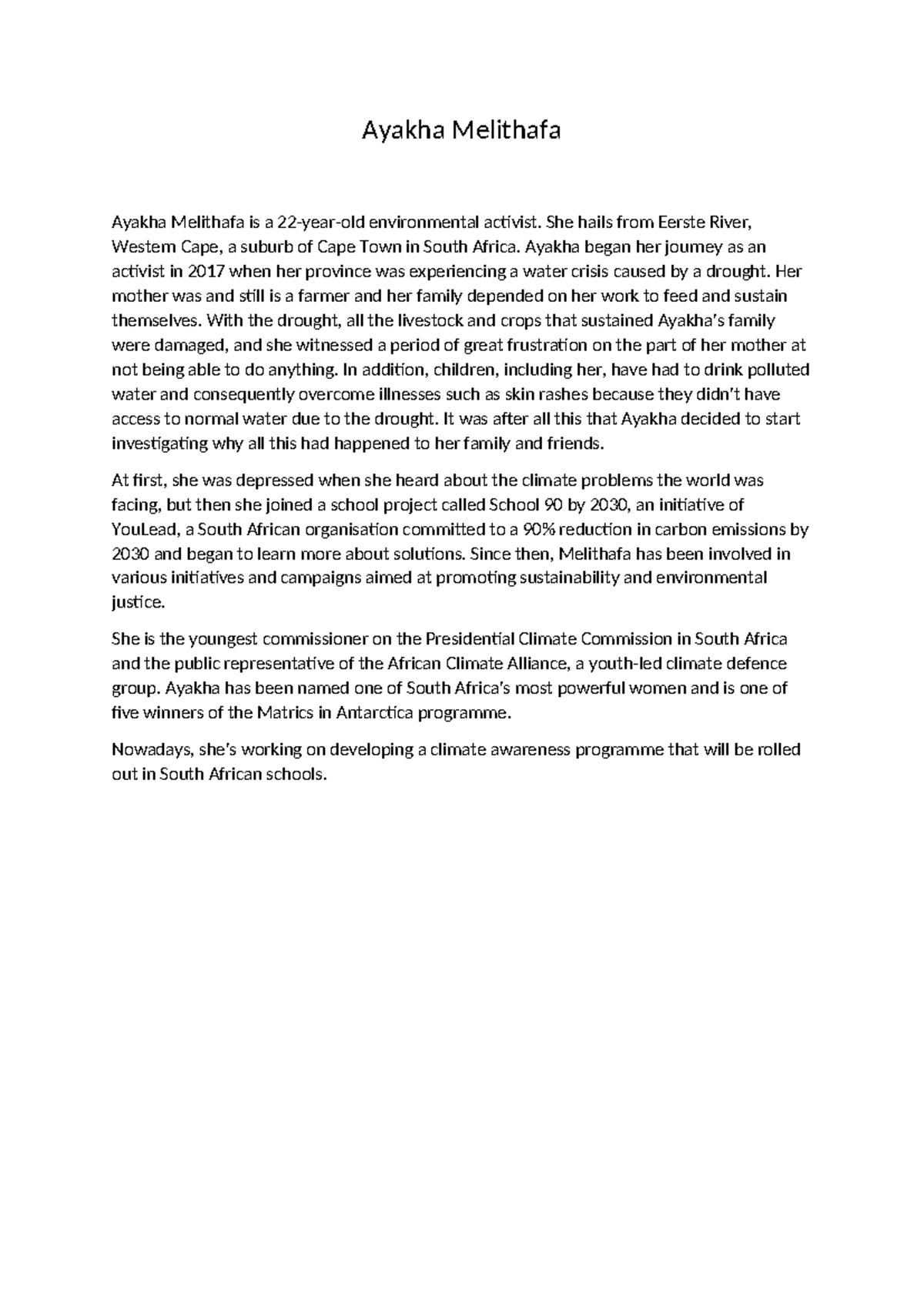 Ayakha Melithafa - Ayakha Melithafa Ayakha Melithafa is a 22-year-old ...