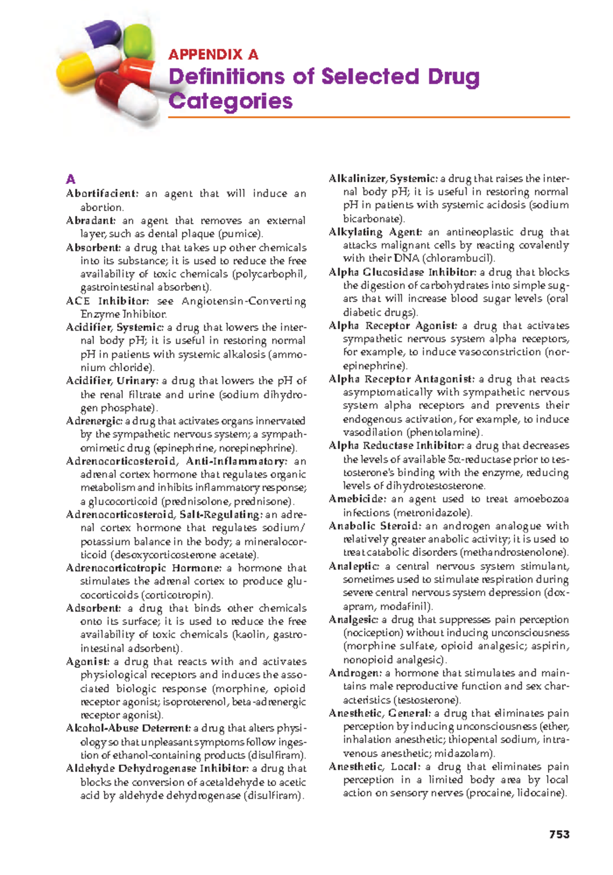 Ansel- Appendix A - 753 definitions of Selected drug Categories A ...