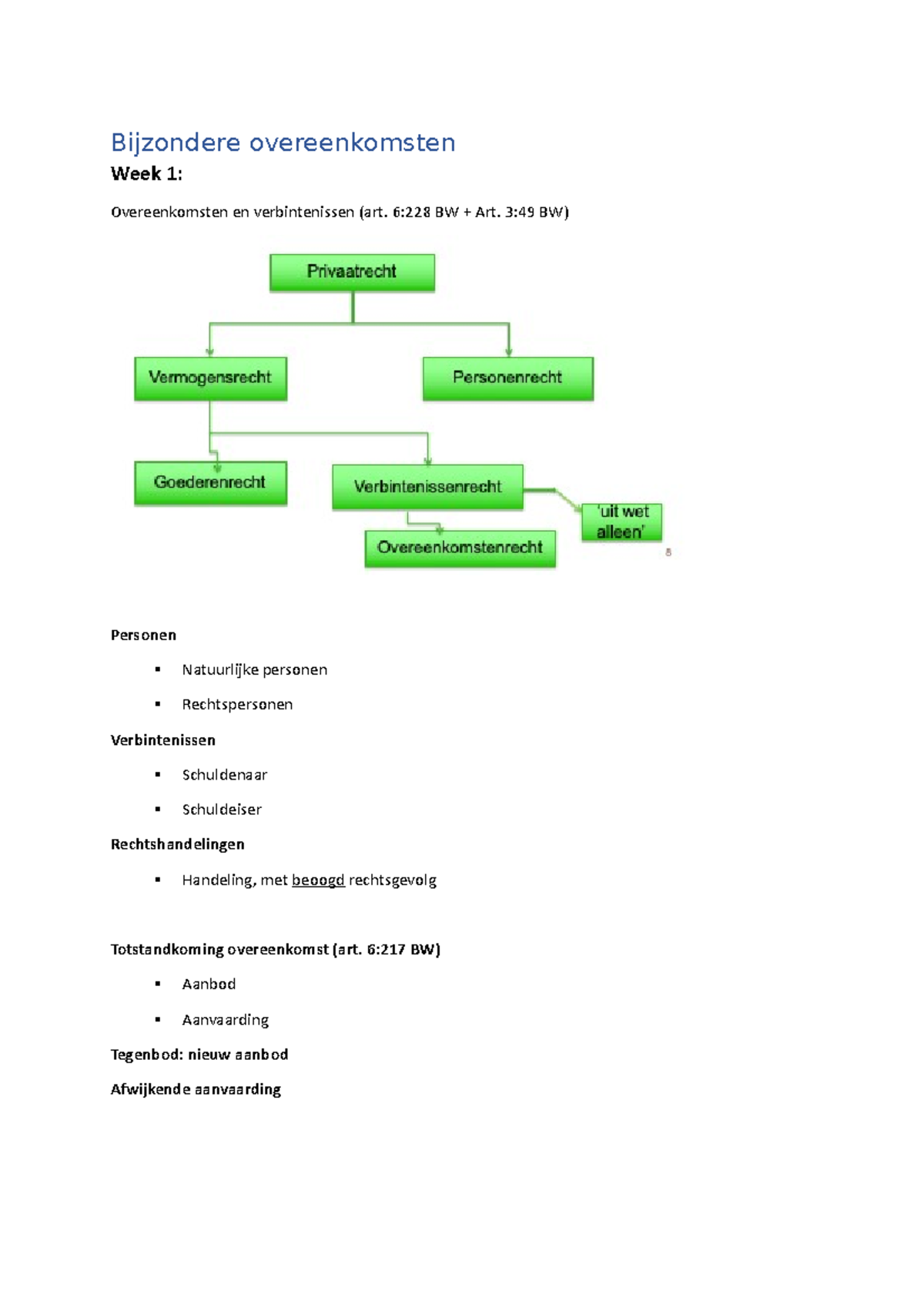 Bijzondere overeenkomsten aantekeningen - Bijzondere overeenkomsten ...