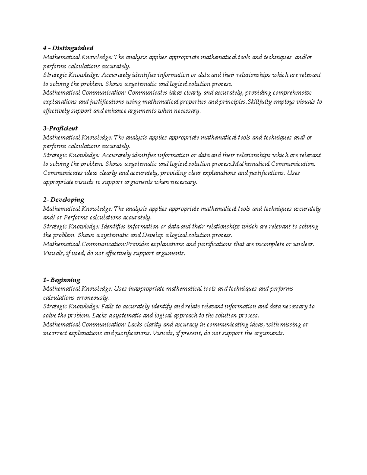 Grade 8 Copy of Unified Problem Solving Rubric - 4 - Distinguished ...