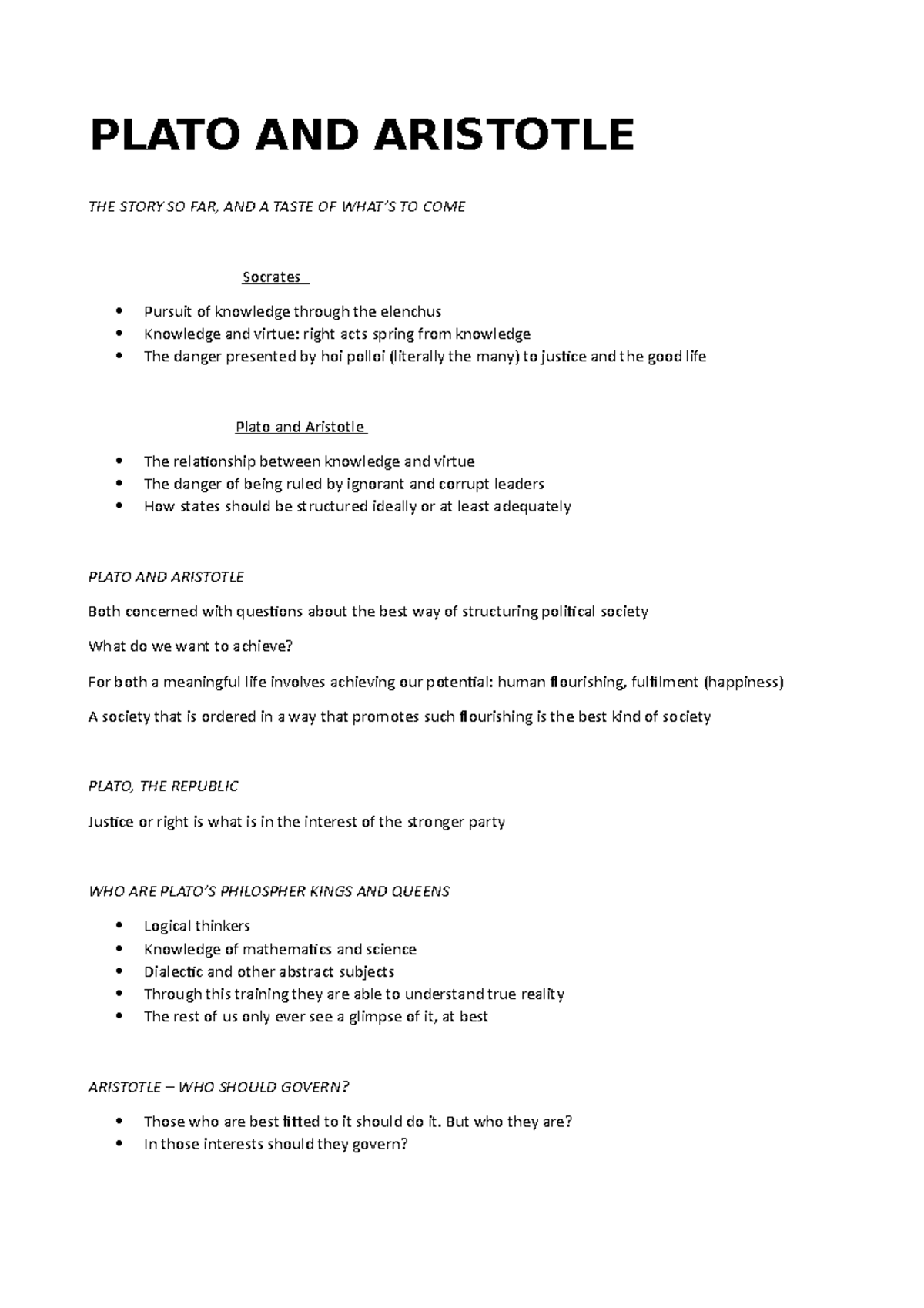 Plato AND Aristotle - political philosophy - PLATO AND ARISTOTLE THE ...