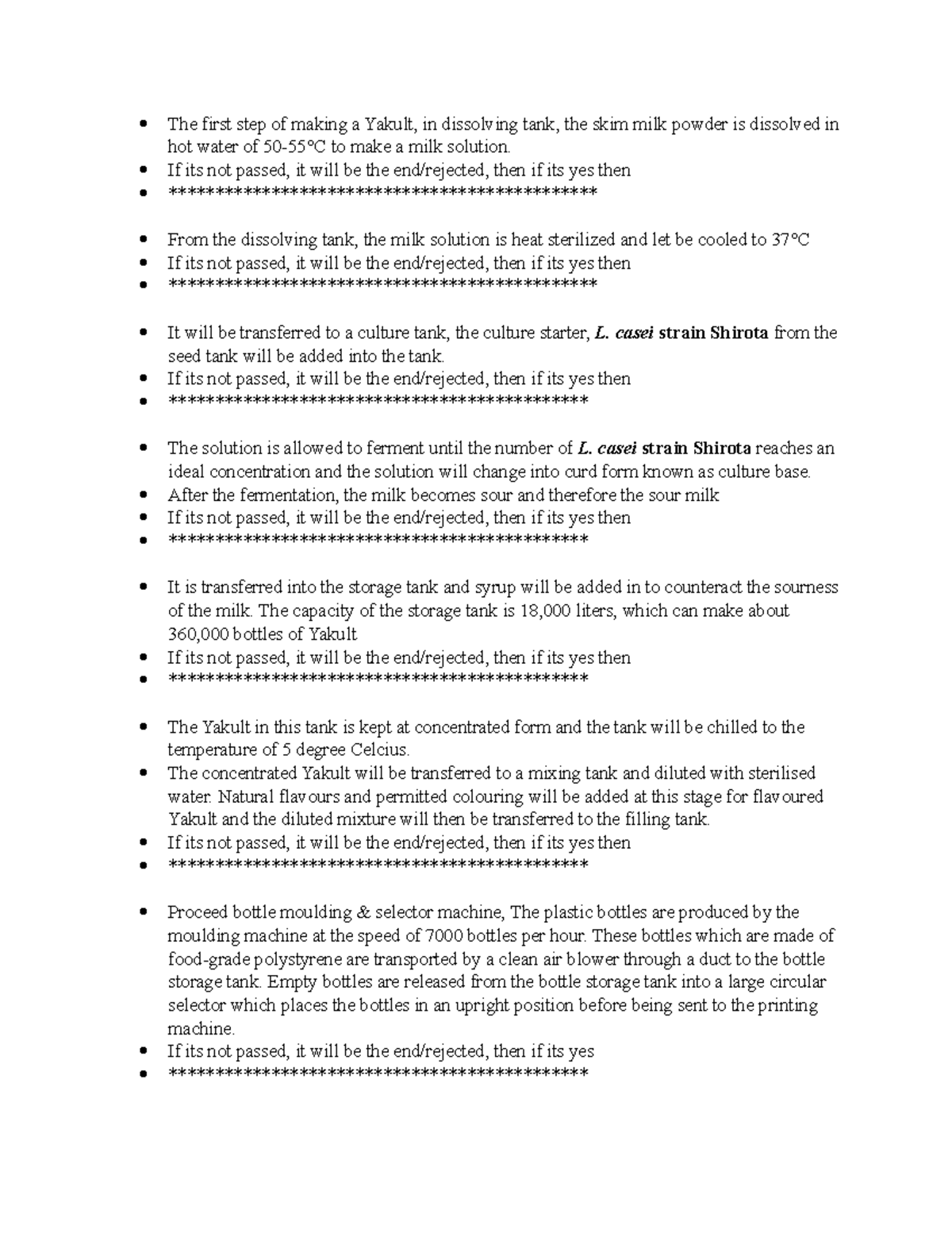 yakult production - The first step of making a Yakult, in dissolving ...