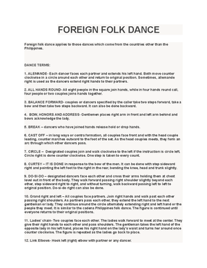 Foreign folk dance terms - FOREIGN FOLK DANCE Foreign folk dance ...