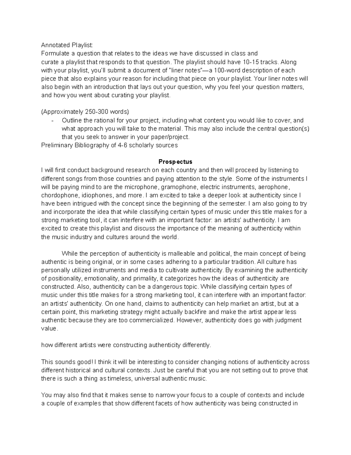 Music Final 2019 - Annotated Playlist: Formulate a question that ...