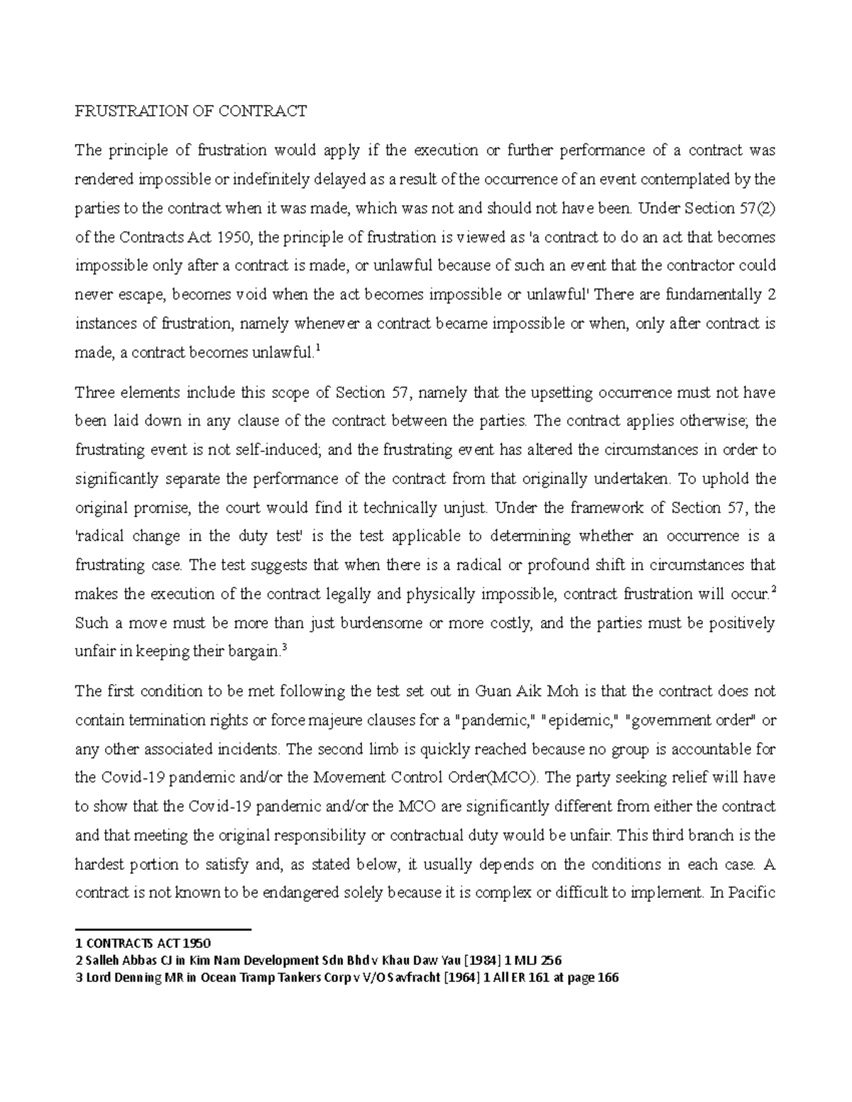 Frustration OF Contract Assignment - FRUSTRATION OF CONTRACT The ...