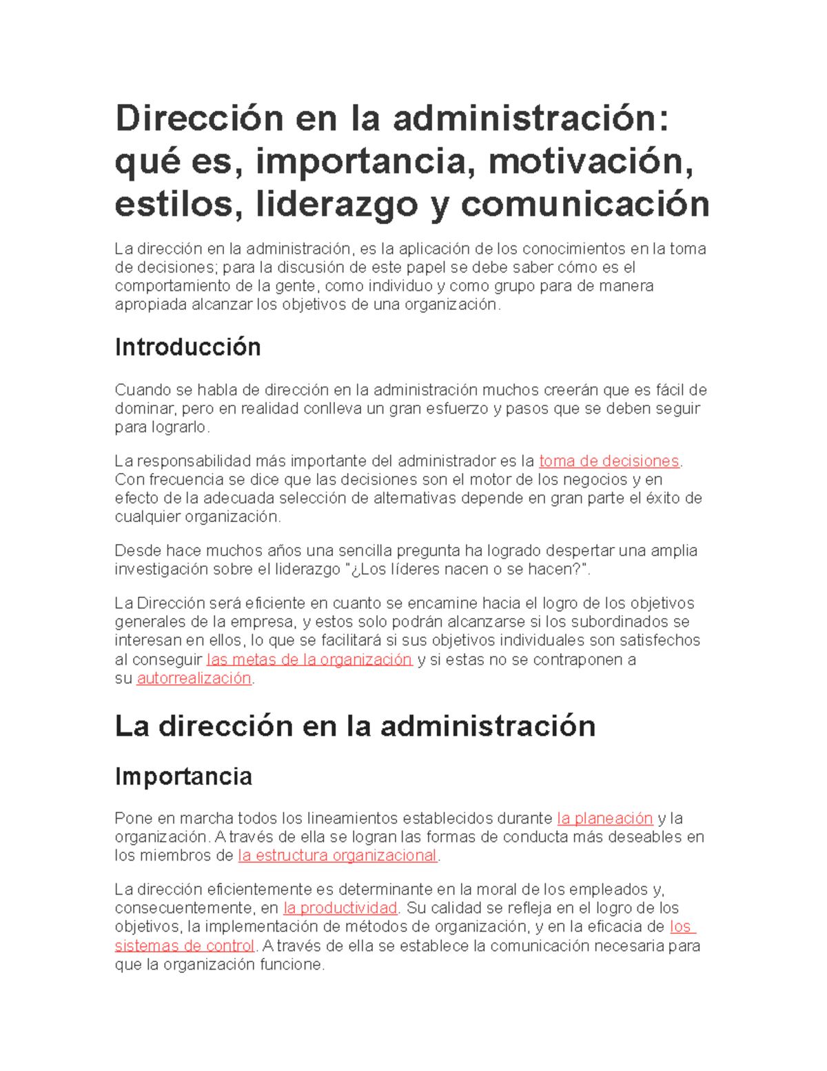10. Dirección - Dirección en la administración: qué es, importancia ...