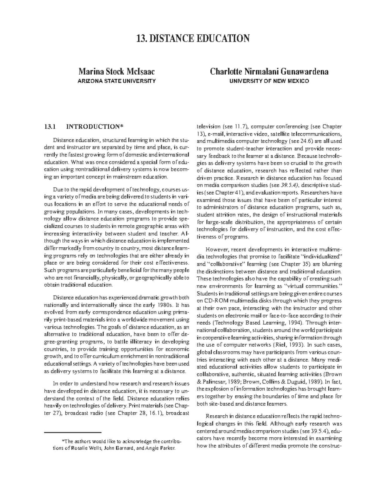 Distance Education - 13 INTRODUCTION* Distance education, structured ...