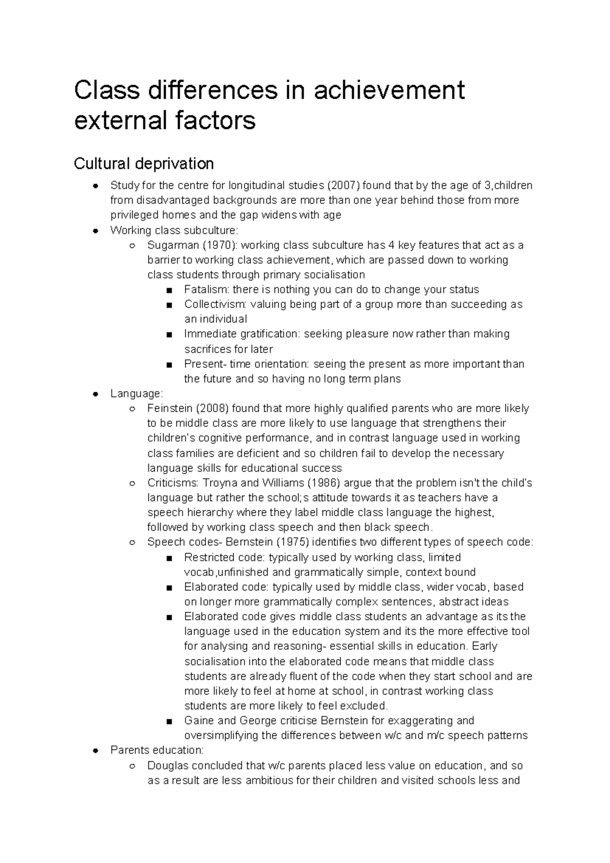 Class differences in achievement - Class differences in achievement ...