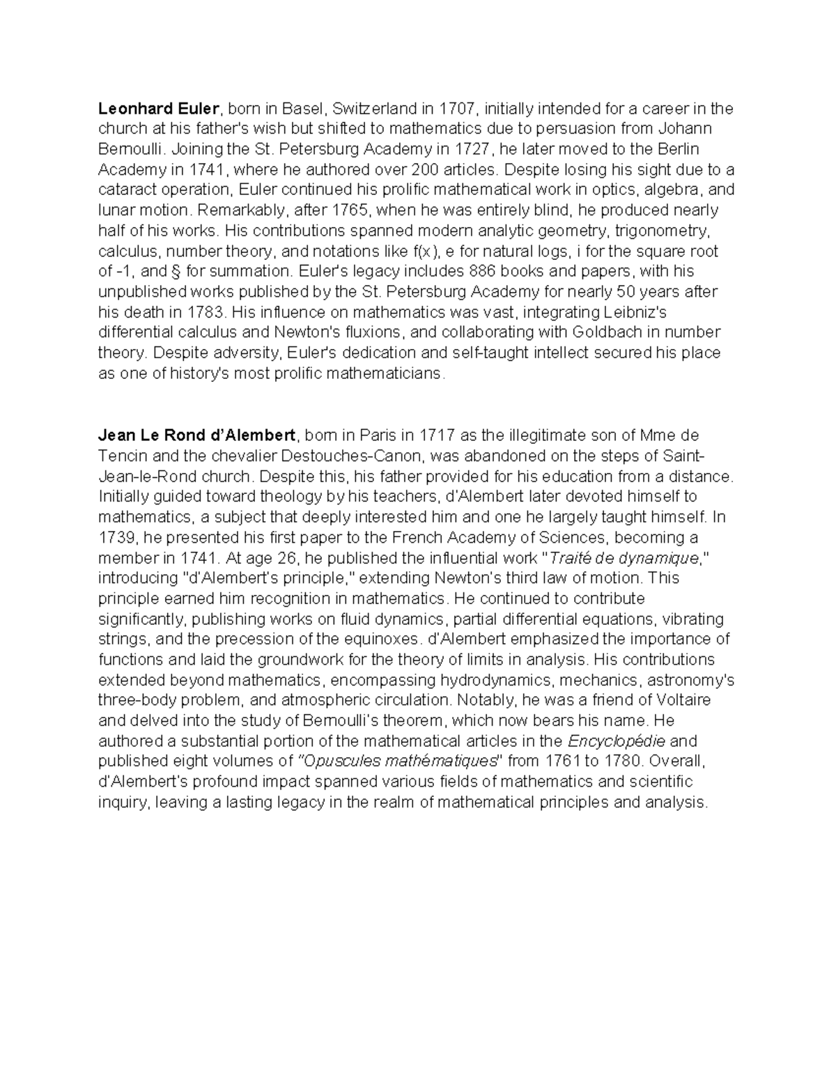 Argelpogi - Leonhard Euler, born in Basel, Switzerland in 1707 ...