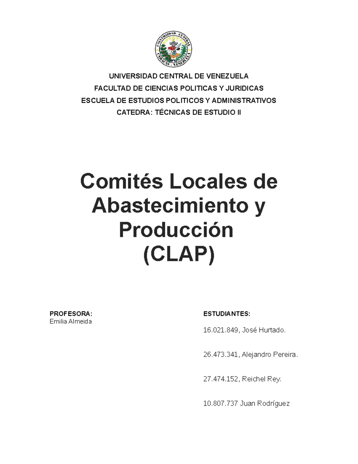 los comités locales de abastecimiento y producción - UNIVERSIDAD ...