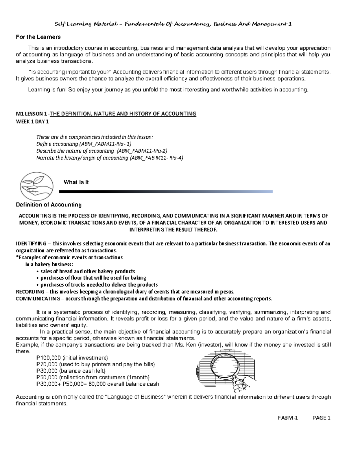 SLM Q3 Week1 Fundamentals of ABM 1 - For the Learners This is an ...
