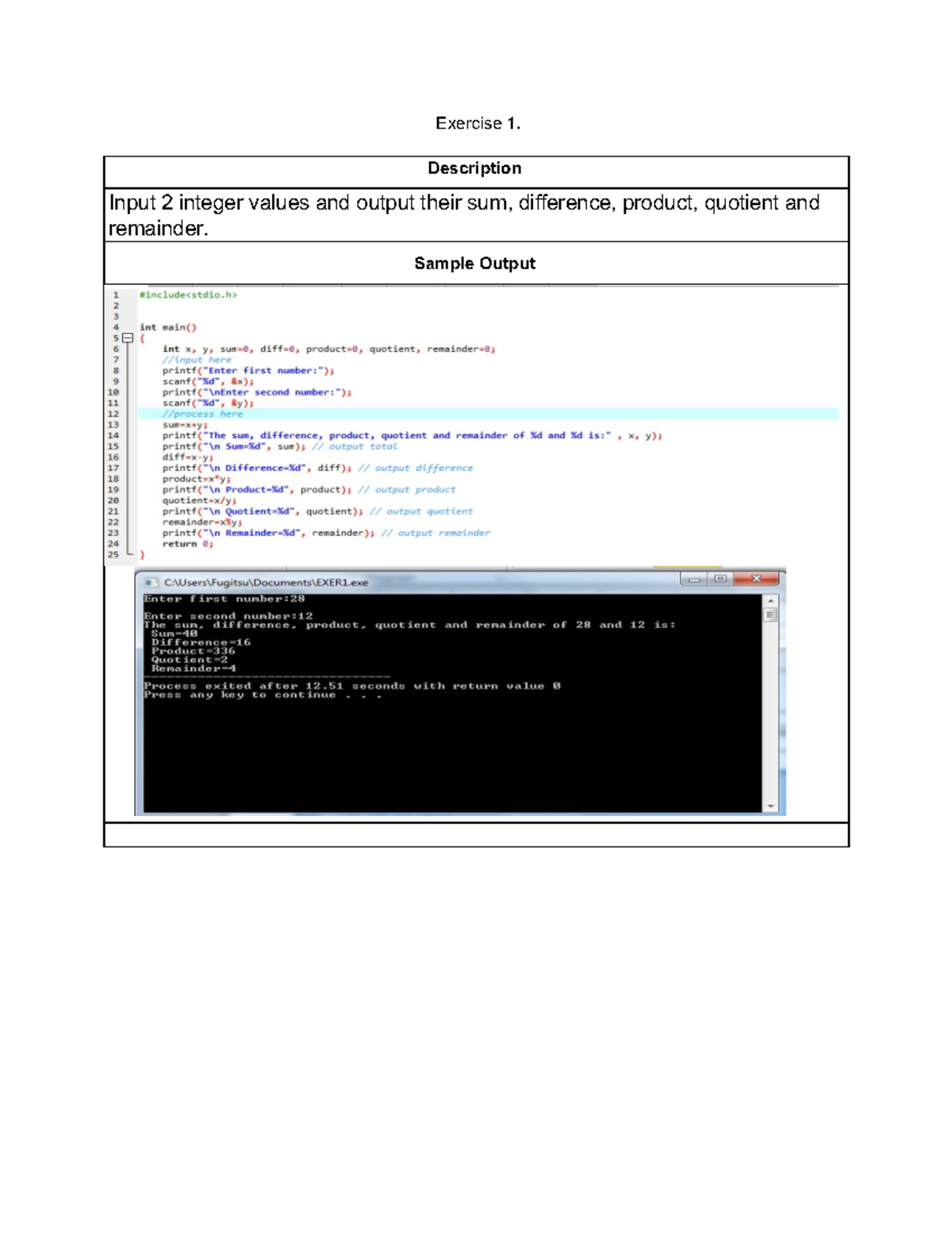 Problem Set No. 1 Exercise 1-10 - Exercise 1. Description Input 2 ...