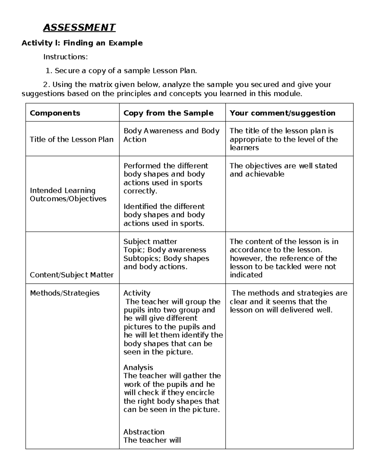 Midterm PROF ED 13 - module - ASSESSMENT Activity l: Finding an Example Instructions: 1. Secure ...