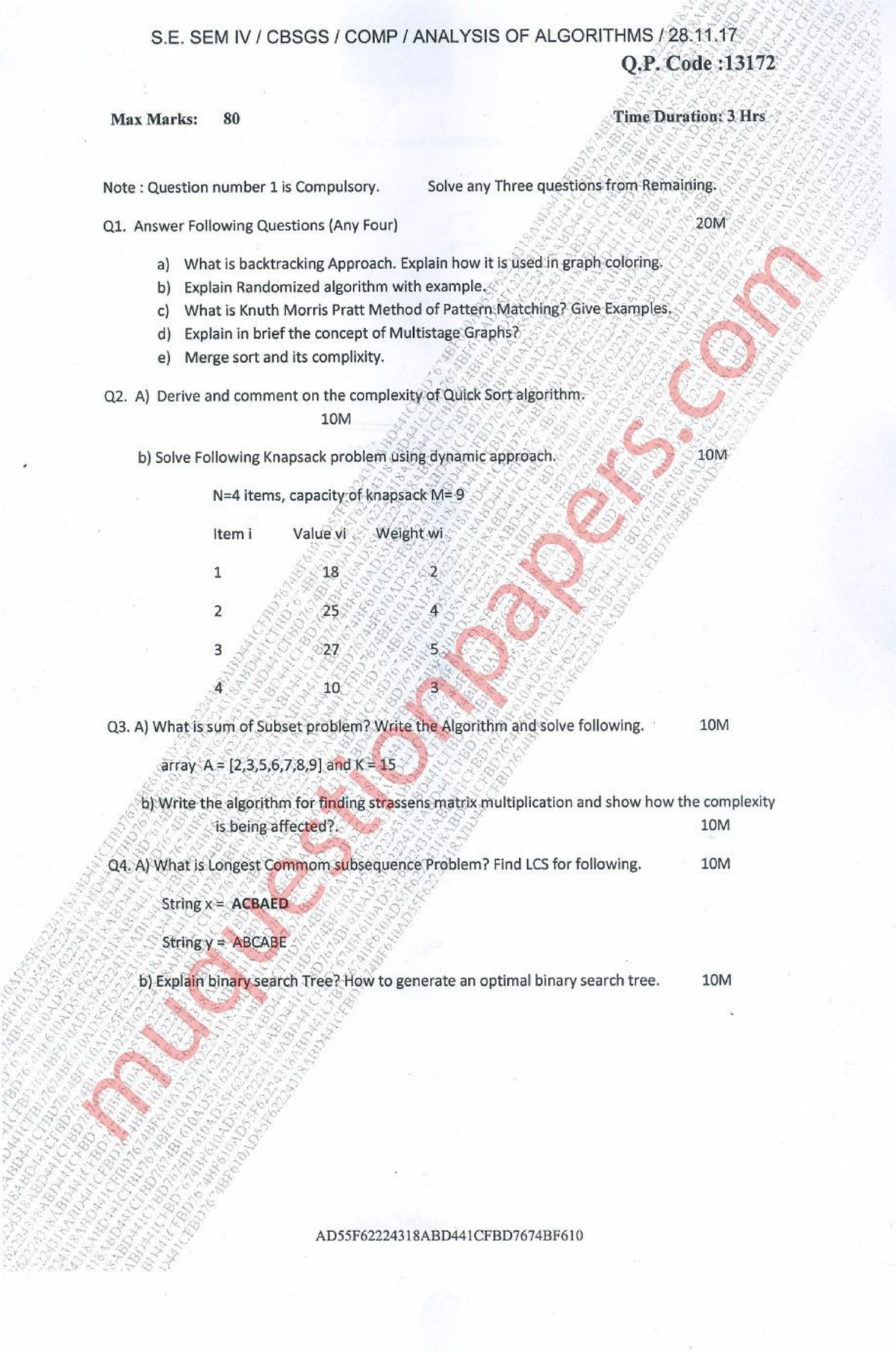 Se Comps Sem4 Aoa Dec17 S Sem Iv Cbsgs Comp Analysis Of Algorithms