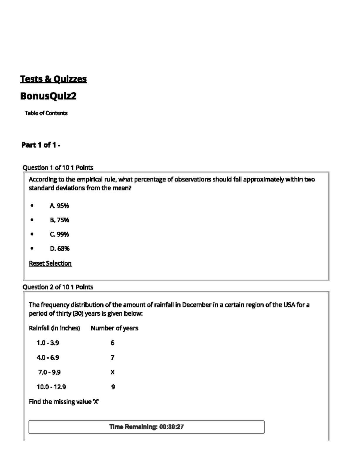 Bonus Quiz 2a - Statistics quiz 2022 - Studocu