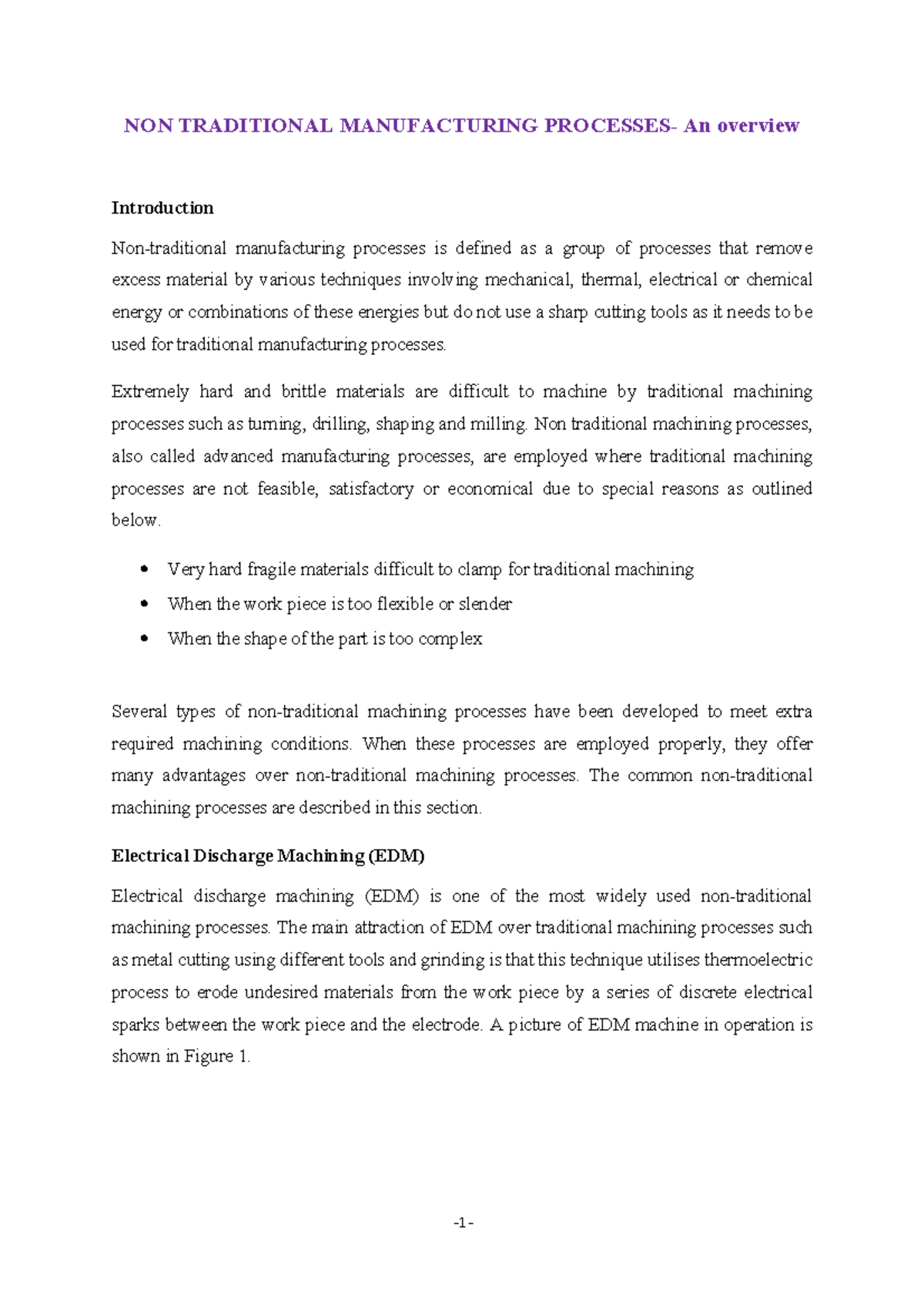 Overview OF NTM Processes - NON TRADITIONAL MANUFACTURING PROCESSES- An ...
