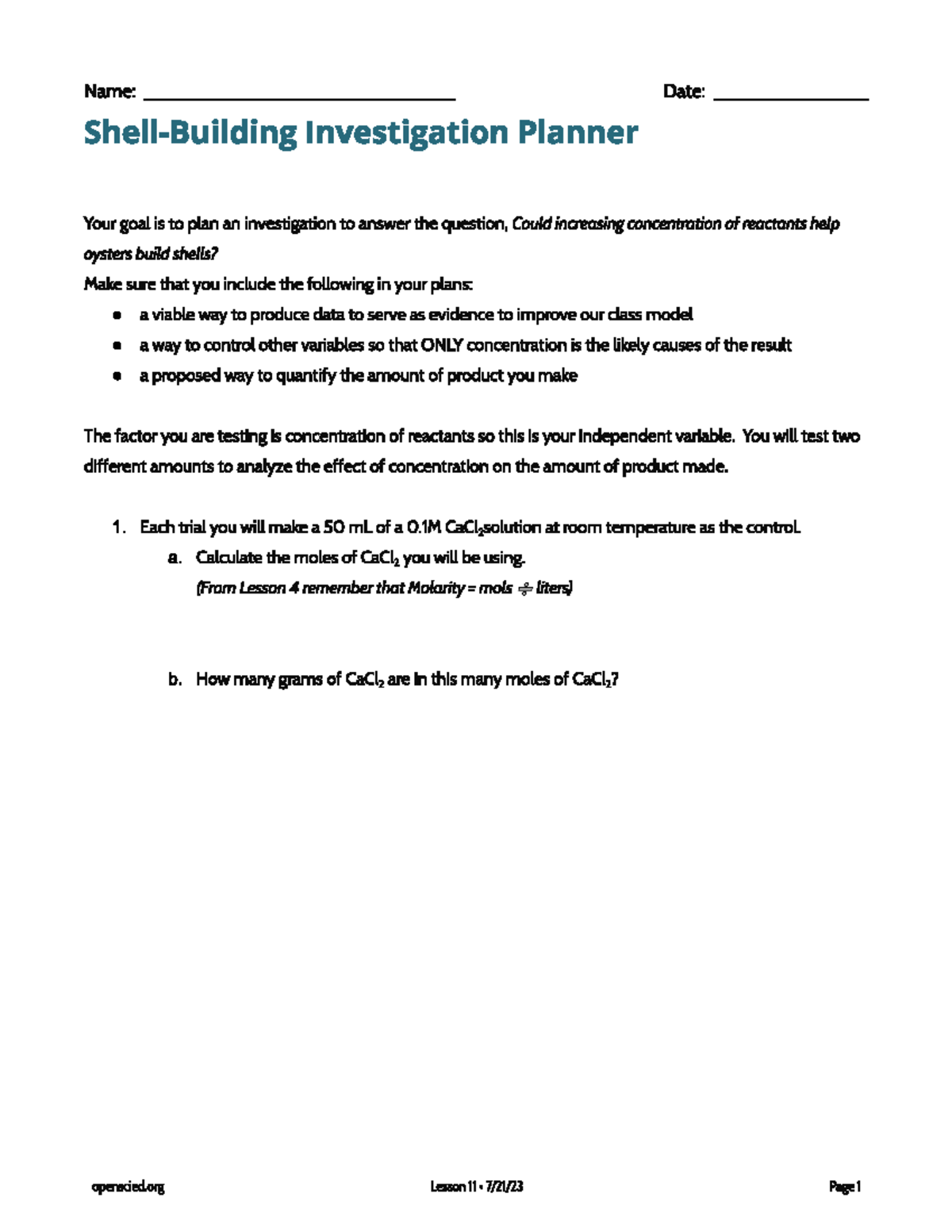 Shell Building Investigation Planner NCHS 2024 - Studocu