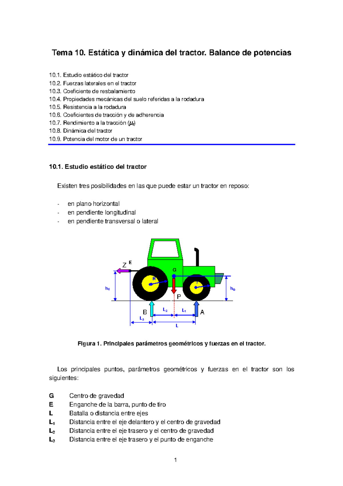 TEMA 10 - Estatica Y Dinamica DEL Tractor - Tema 10. Estática y ...