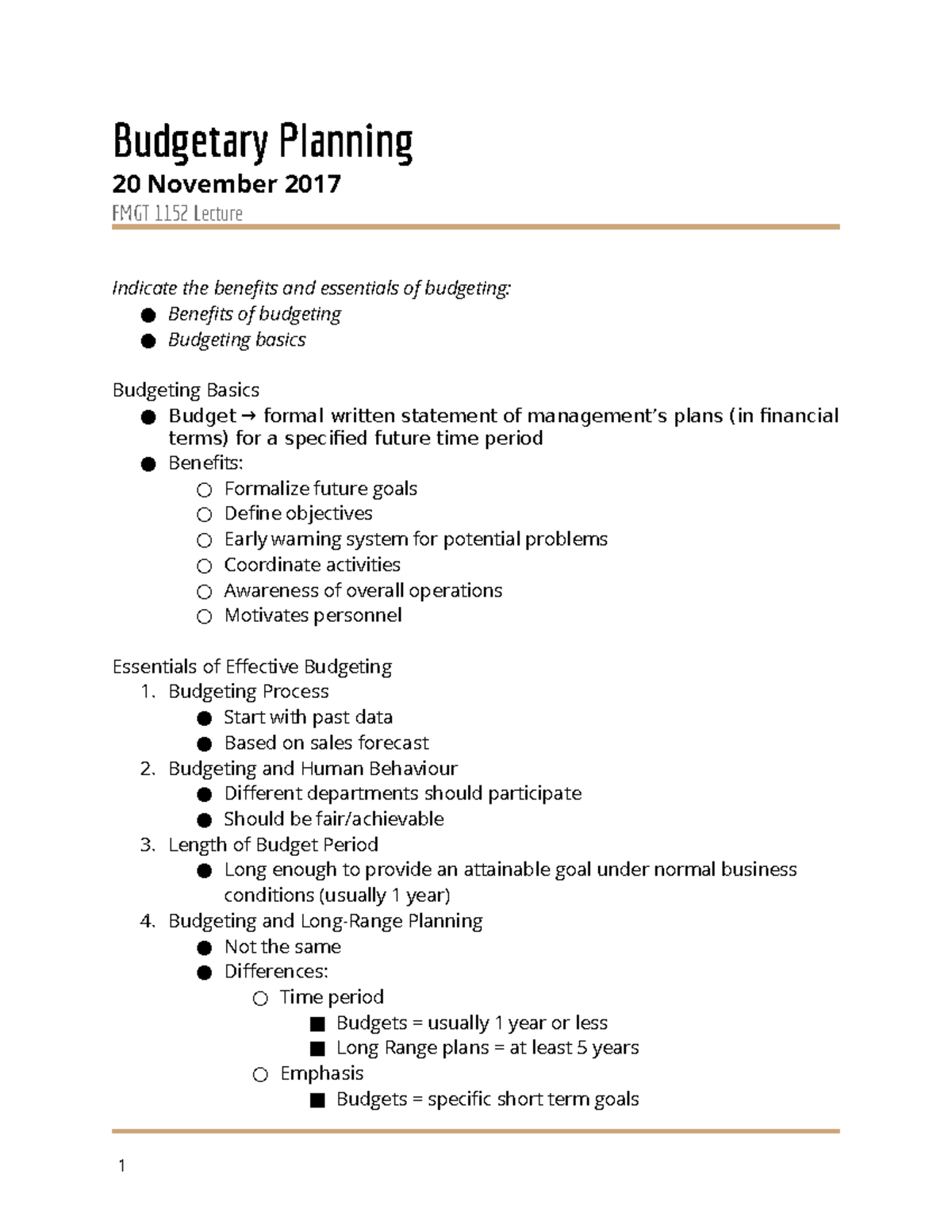 Chapter 21: Budgetary Planning - Budgetary Planning 20 November 2017 ...