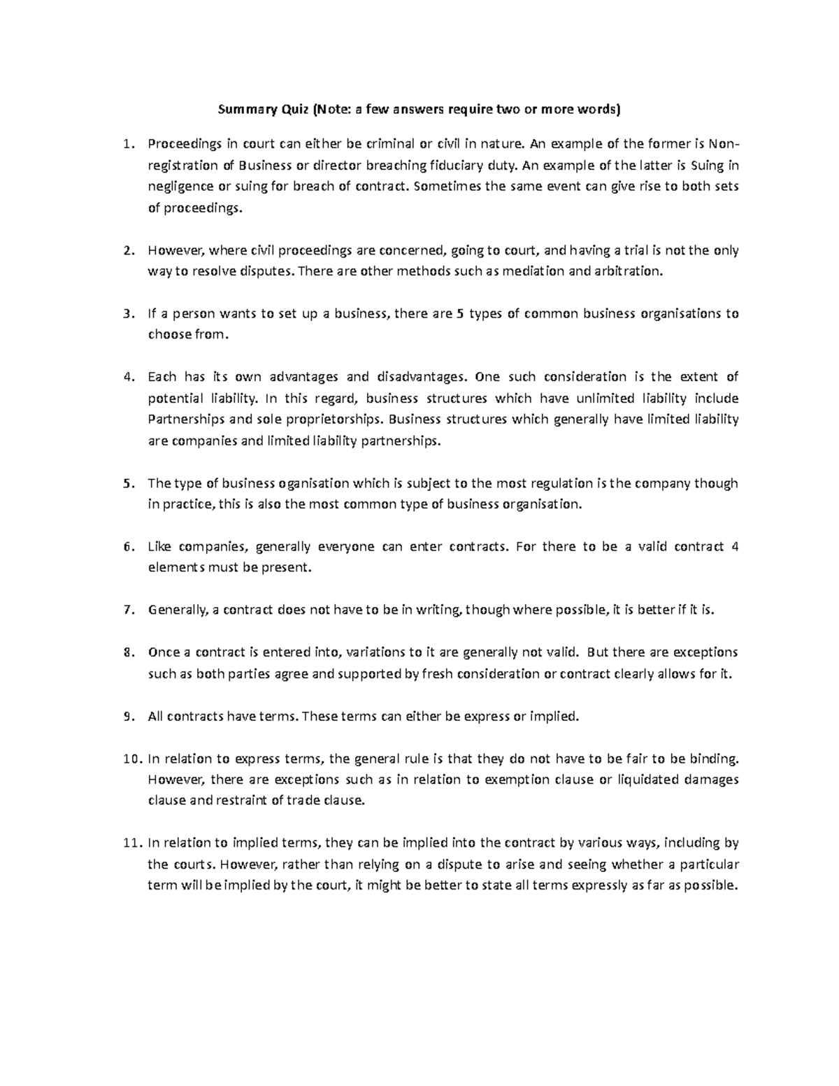 BSP Summary Test - Last Lesson (1) (1) (002) - Summary Quiz (Note: a ...