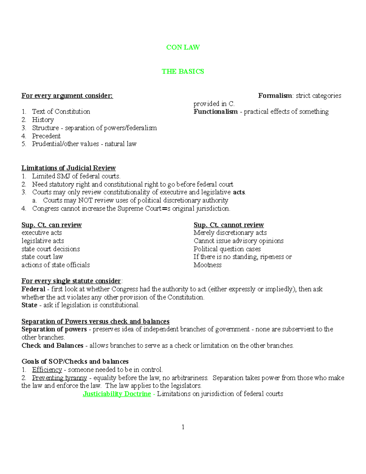 110416462-Con-Law-Checklist - CON LAW THE BASICS For every argument ...