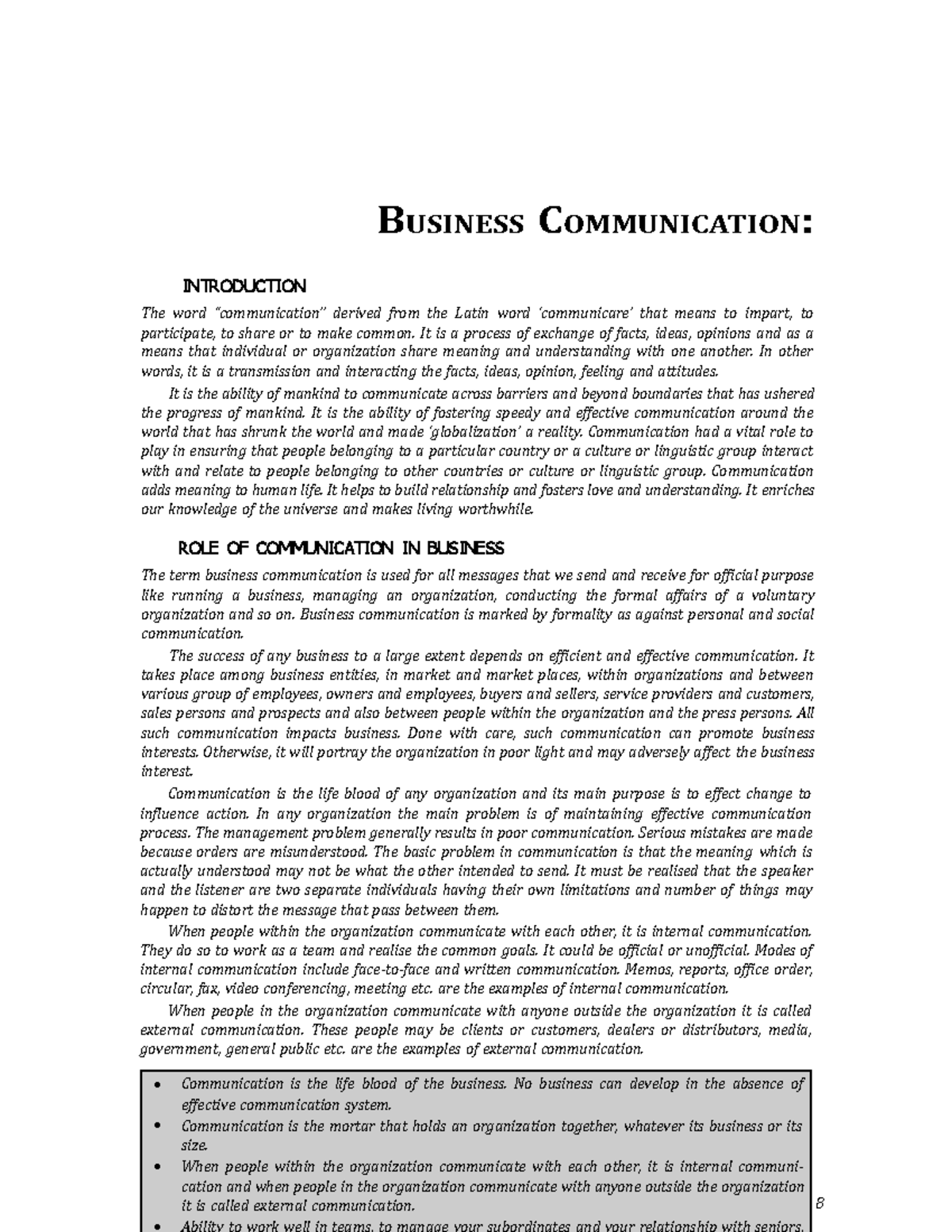 Business Communication Notes - BUSINESS C OMMUNICATION : INTRODUCTION ...