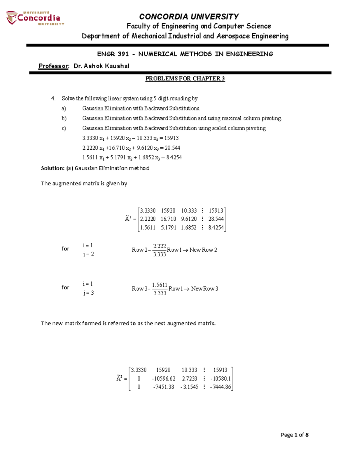 Assign 3 - Problems - CONCORDIA UNIVERSITY Faculty of Engineering and Computer Science ...