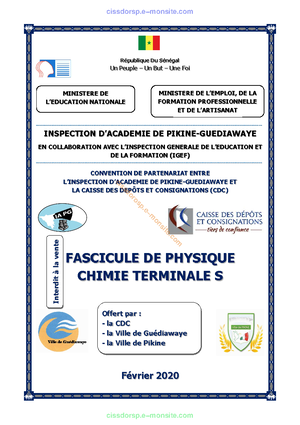 Fasc-1ers - Fascicule de 1ere S2 programme sénégalais - GENERALITES SUR ...