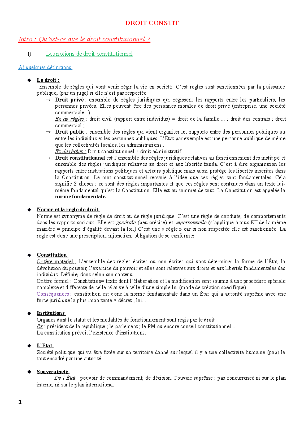 Droit Constit - DROIT CONSTIT Intro : Qu’est-ce que le droit ...
