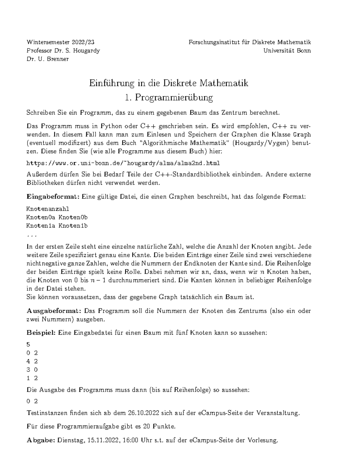 01 Übungsblatt - Einführung in die Diskrete Mathematik - Wintersemester ...