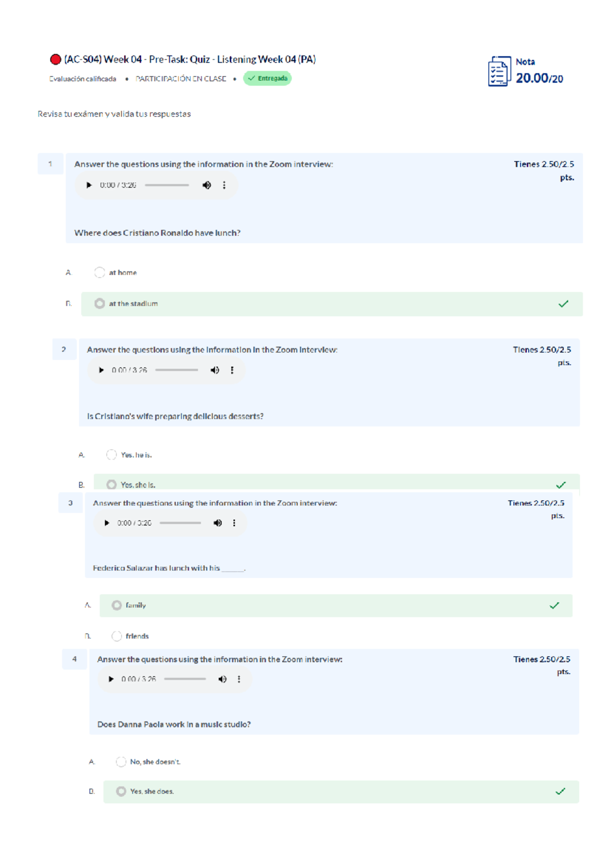 🔴 (AC-S04) Week 04 - Pre-Task Ç Quiz - Listening Week 04 (PA) - Ingles ...