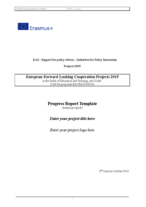 18 Month Progress Report Template - Text in italics is explanatory and ...