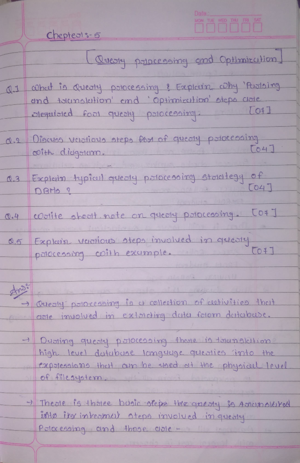 Dbms Query Processing And Parsing Database Management System O