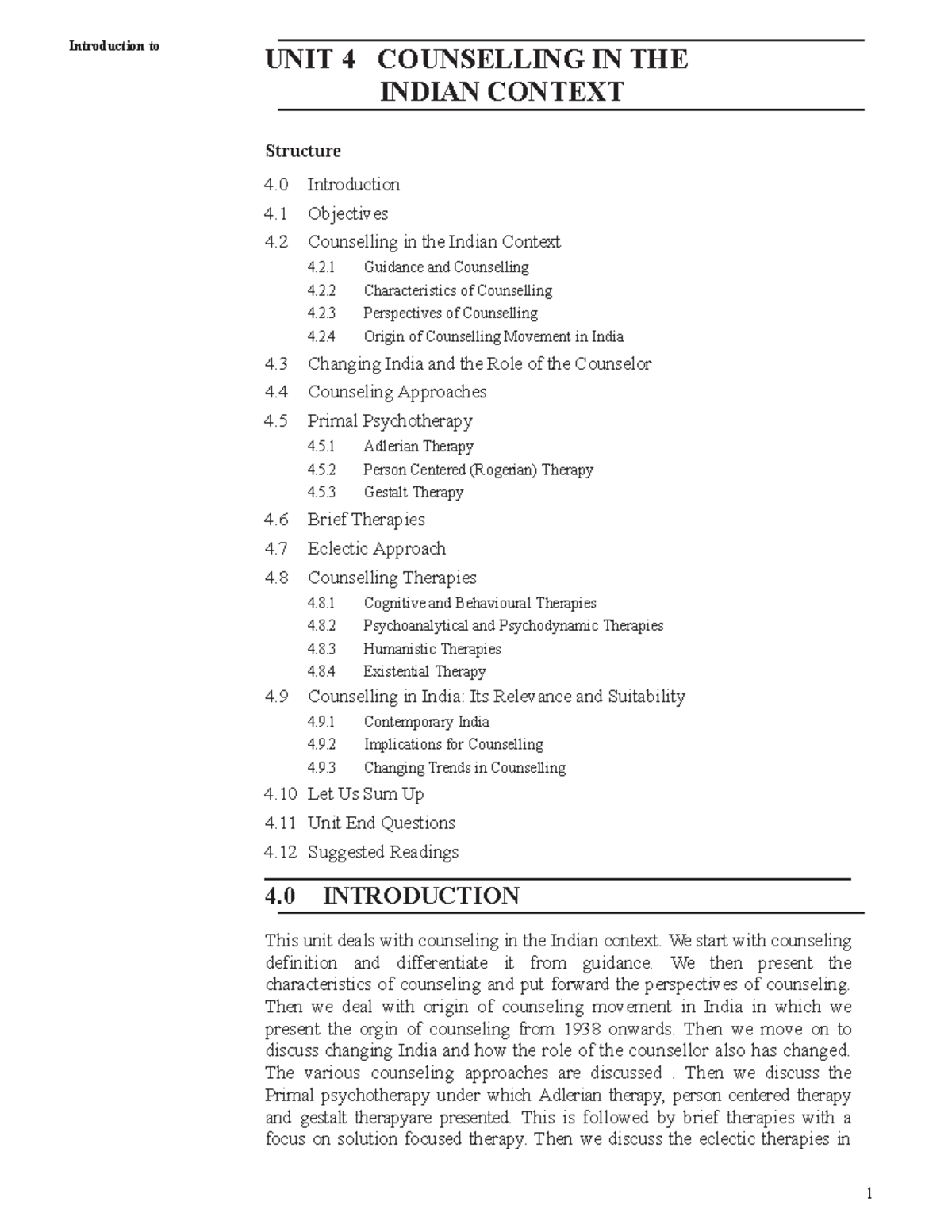 Unit-4 230117 215009 - it might help you - 1 UNIT 4 COUNSELLING IN THE ...