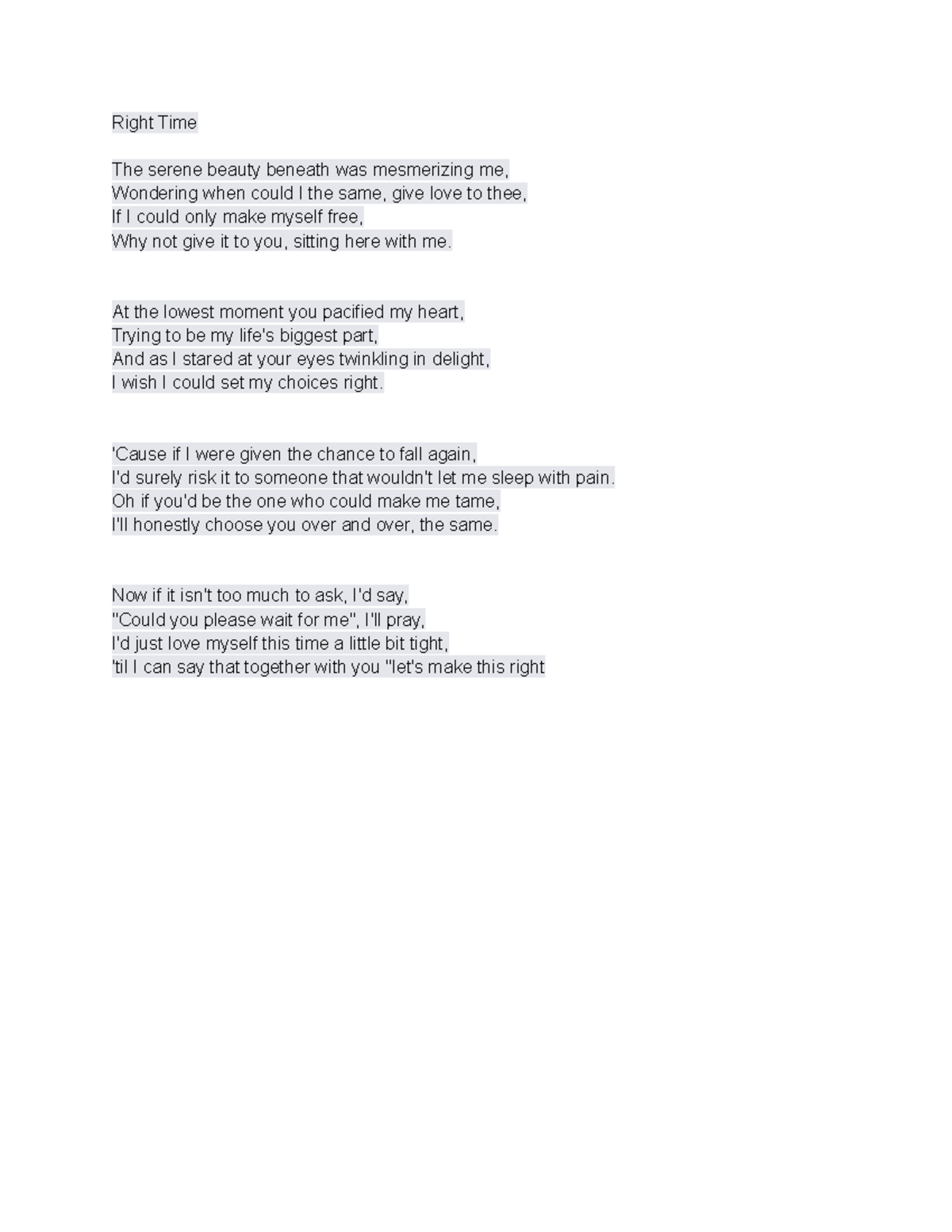 Poem - Thank u - Right Time The serene beauty beneath was mesmerizing ...