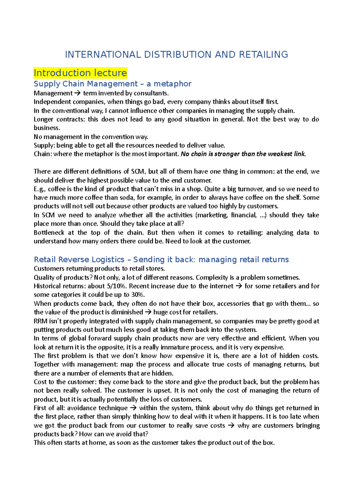 International Distribution and Retailing - INTERNATIONAL DISTRIBUTION ...