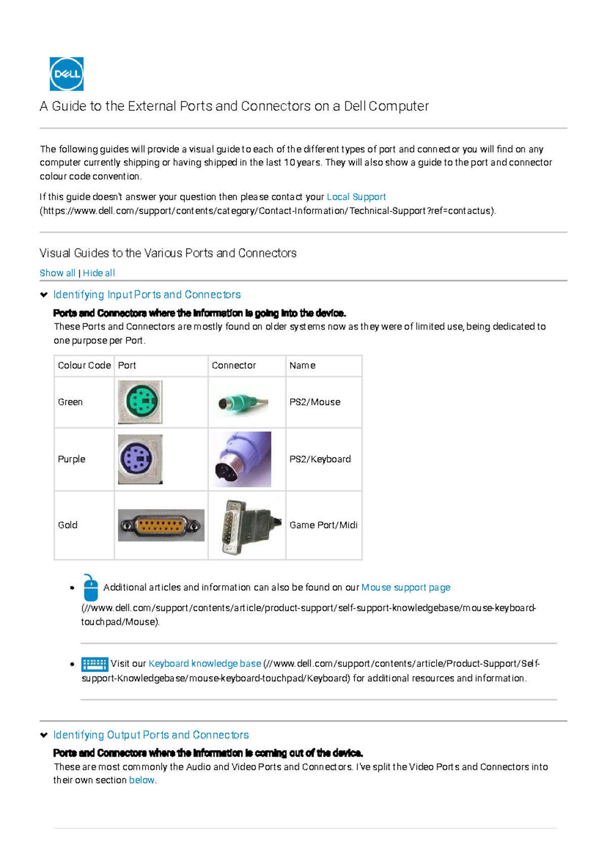 A Guide to the External Ports and Connectors on a Dell Computer Dell UK ...