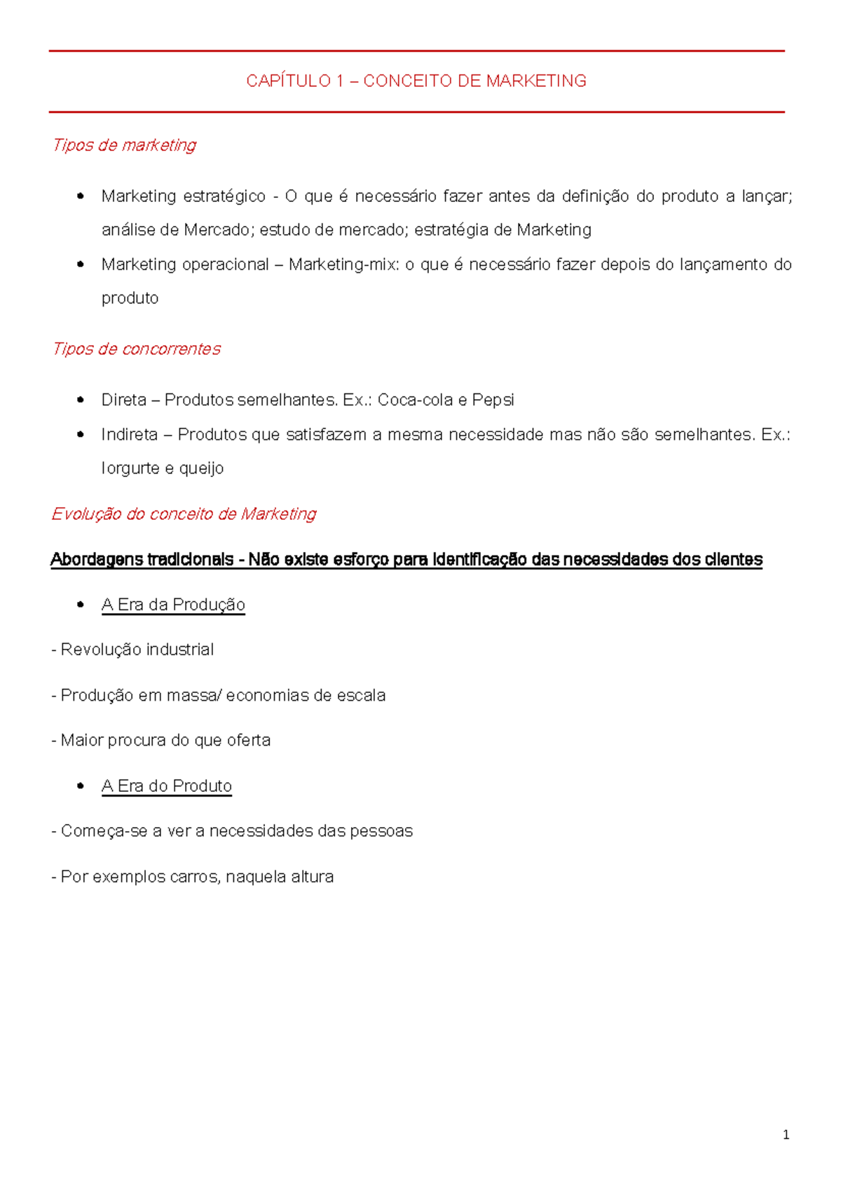 Apontamentos-MKT - Warning: TT: undefined function: 32 CAPÍTULO 1 – CONCEITO DE MARKETING Tipos ...