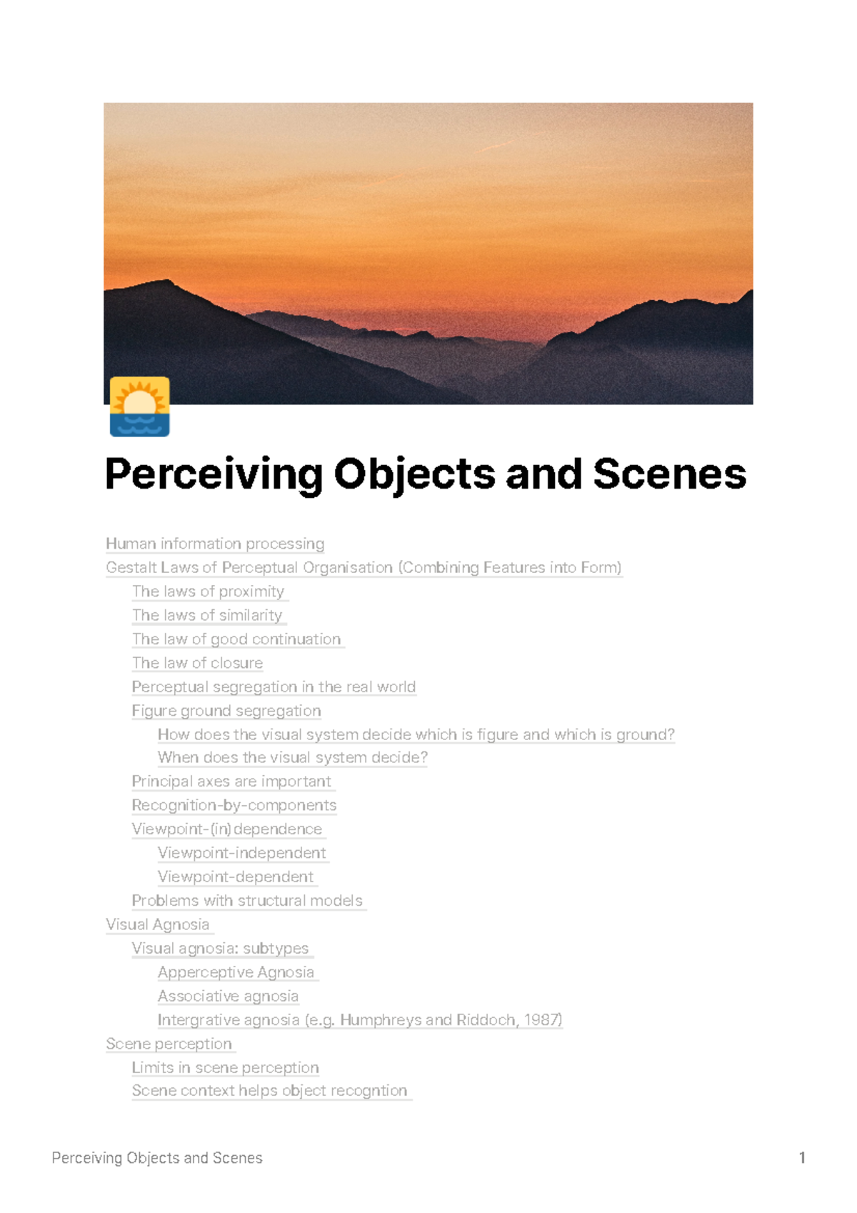 Perceiving Objects and Scenes - 🌅 Perceiving Objects and Scenes Human ...