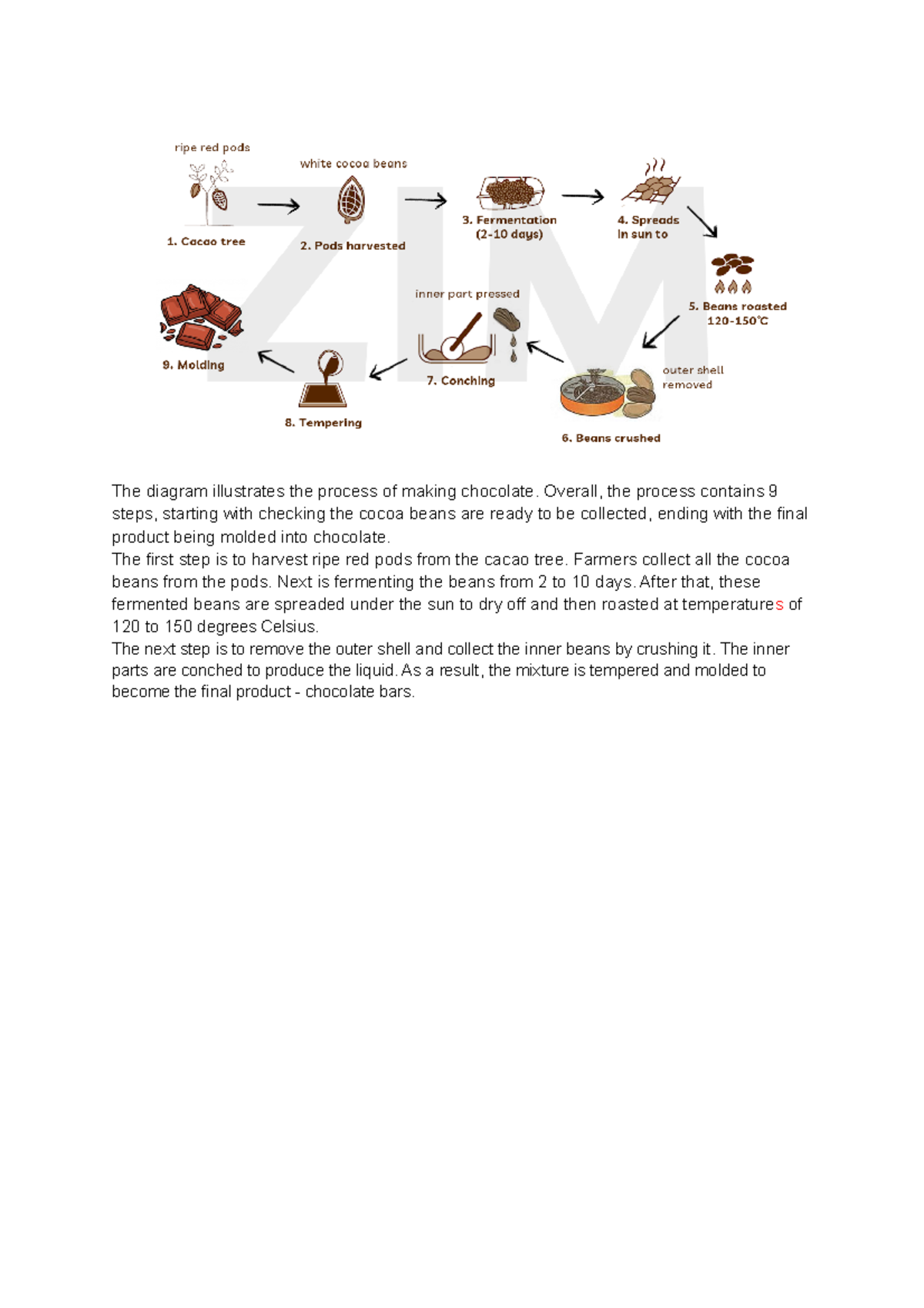 Chocolate - bài chữa writing - The diagram illustrates the process of ...